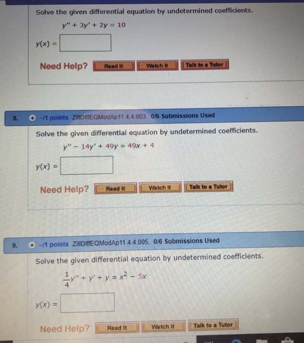 Solved Solve the given differential equation by undetermined | Chegg.com
