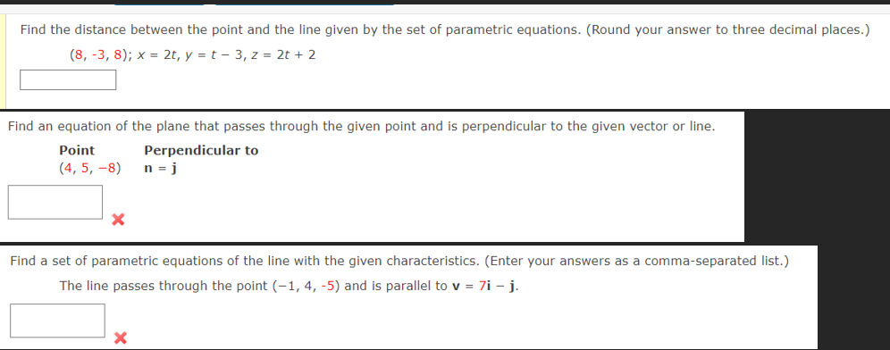 Solved Find the distance between the point and the line | Chegg.com