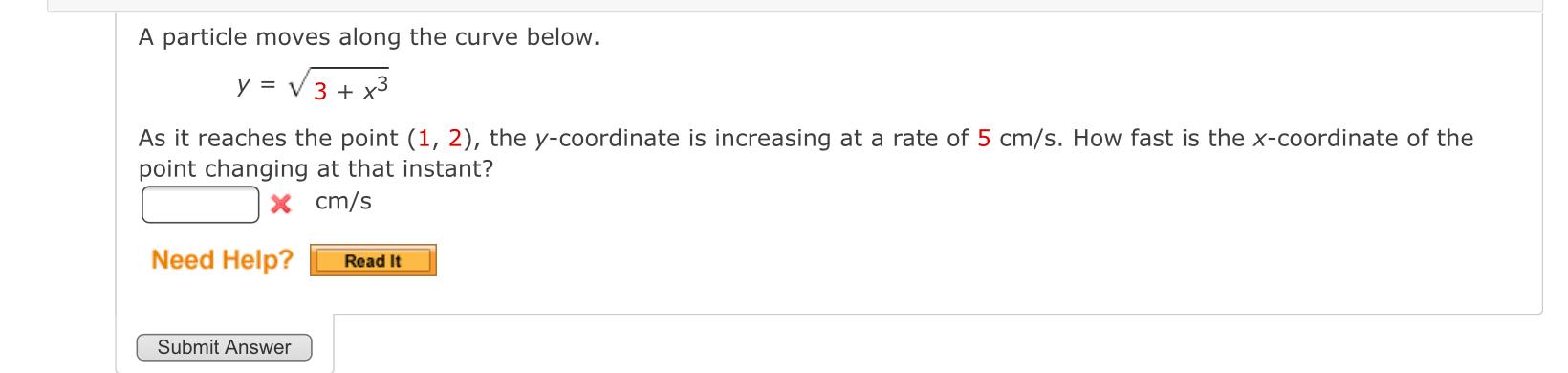 Solved A particle moves along the curve below. y = sqrt(3 + | Chegg.com