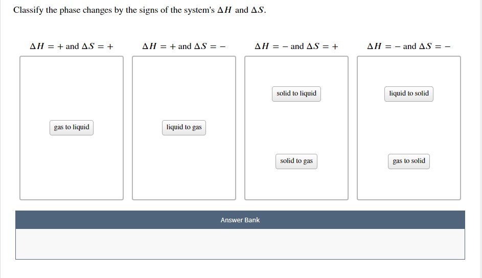 Solved Classify the phase changes by the signs of the | Chegg.com