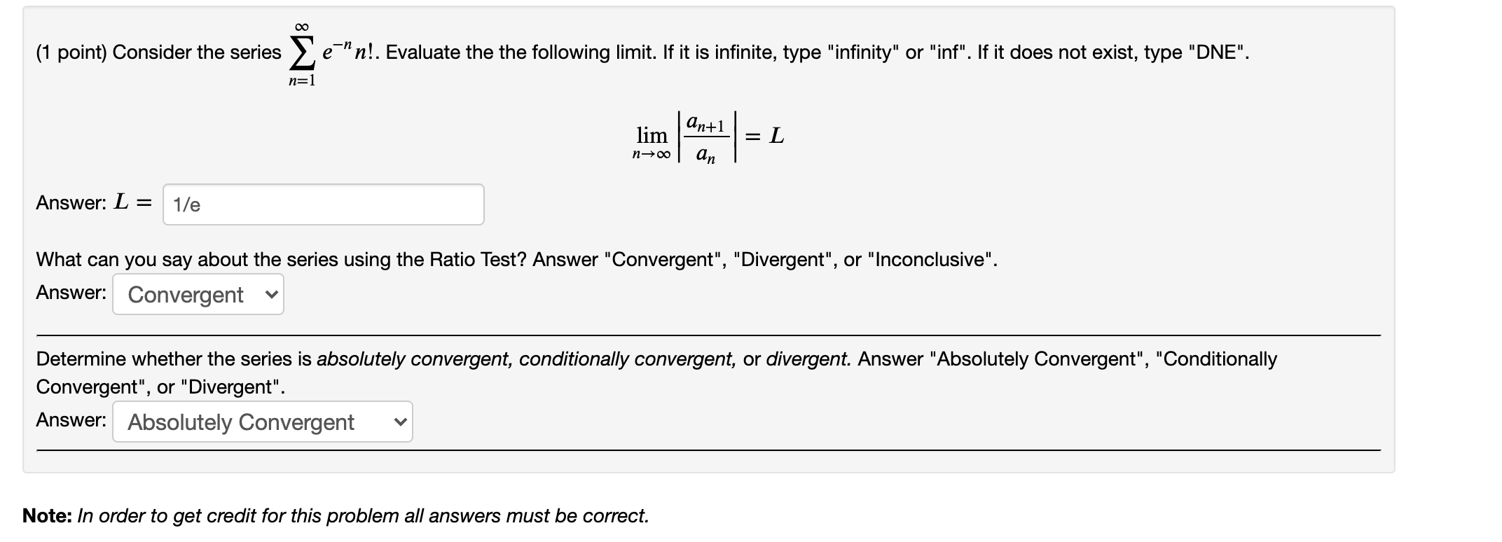 Solved Consider The Series ∑𝑛 1∞𝑒−𝑛𝑛 ∑n 1∞e−nn