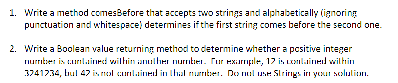 Solved java method that accepts two strings | Chegg.com