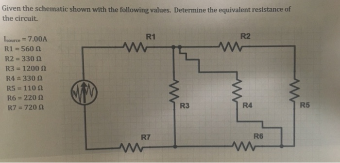 Solved Given the schematic shown with the following values. | Chegg.com