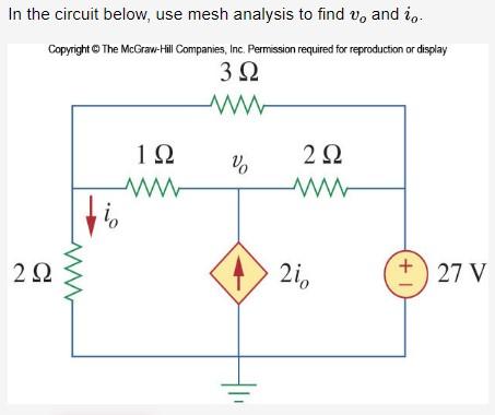 Solved In the circuit below, use mesh analysis to find vo | Chegg.com