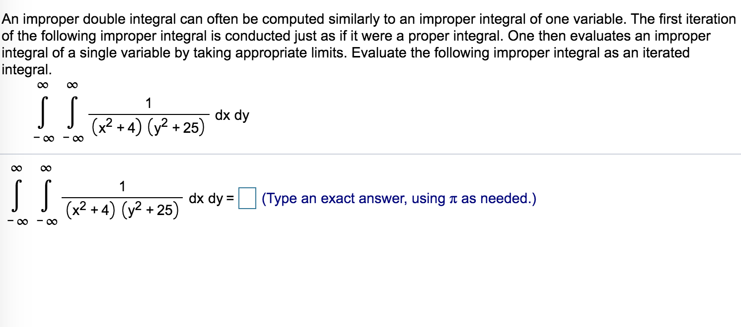 Solved An improper double integral can often be computed | Chegg.com