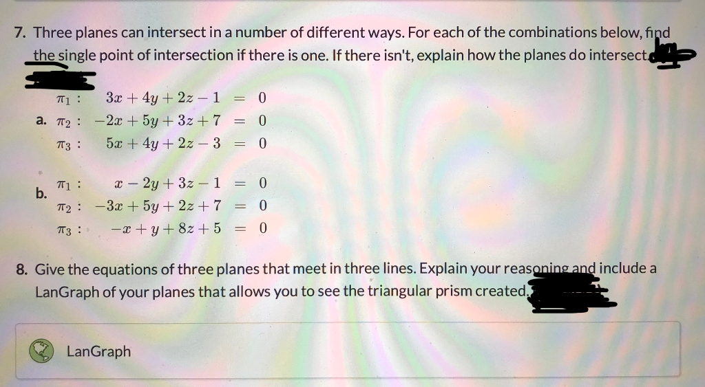 Solved 7. Three planes can intersect in a number of | Chegg.com