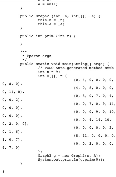 provided one skeleton program named Graph2.java | Chegg.com
