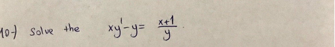 Solved \\( x y^{\\prime}-y=\\frac{x+1}{y} \\) | Chegg.com