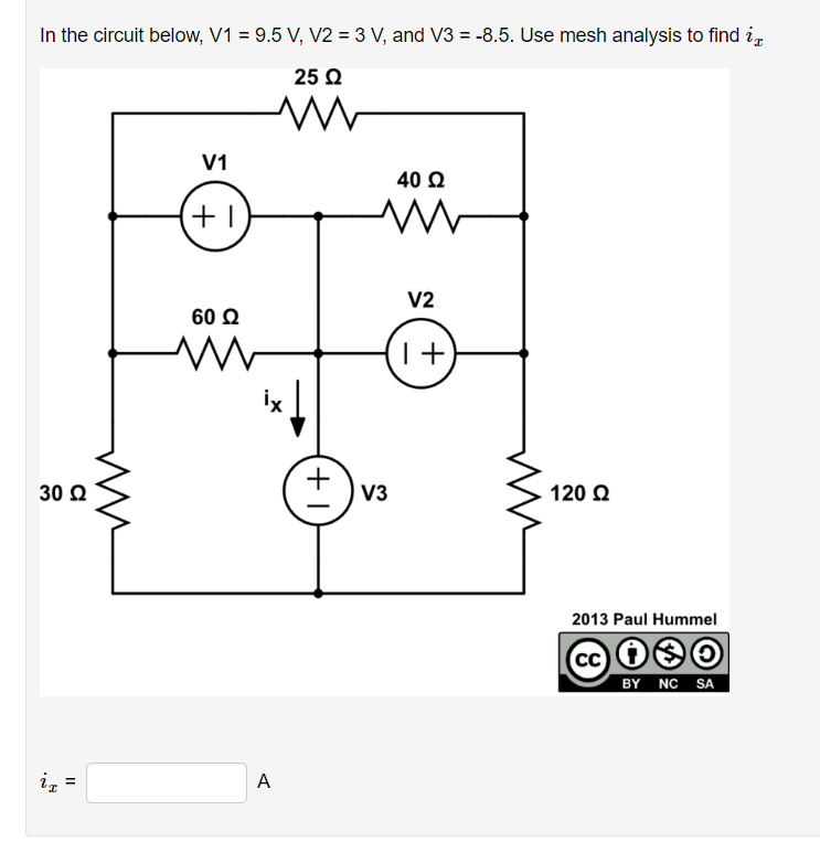 Solved In the circuit below, V1 9.5 V, V2- 3 V, and V3 -8.5. | Chegg.com