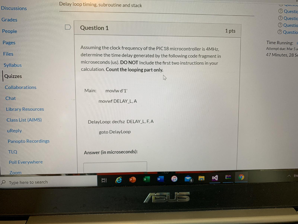 Solved Delay loop timing, subroutine and stack Discussions | Chegg.com
