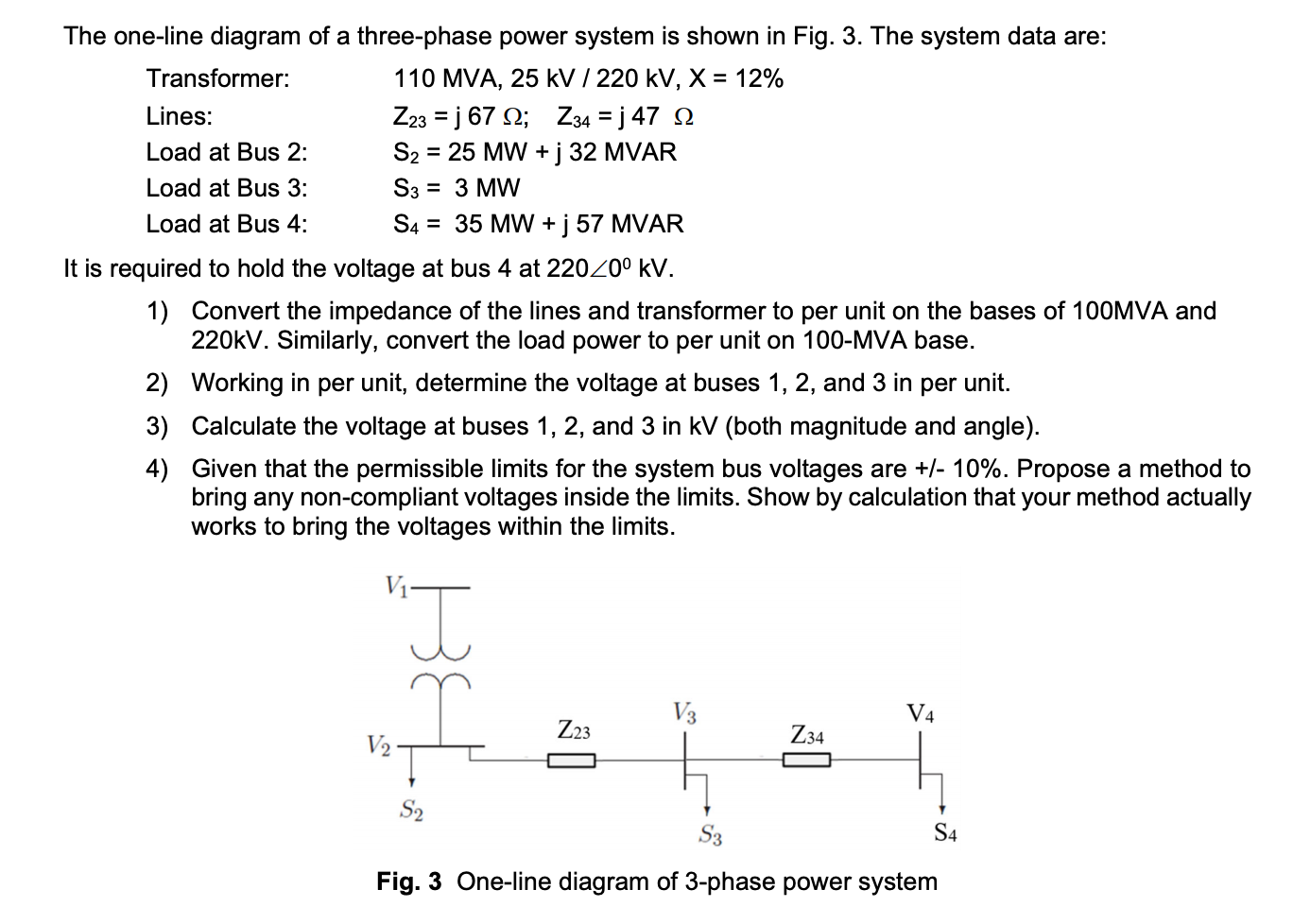 Solved The one-line diagram of a three-phase power system is | Chegg.com