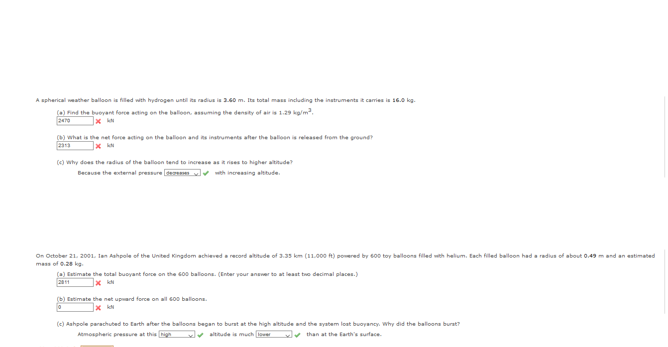 Solved A spherical weather balloon filled with hydrogen | Chegg.com