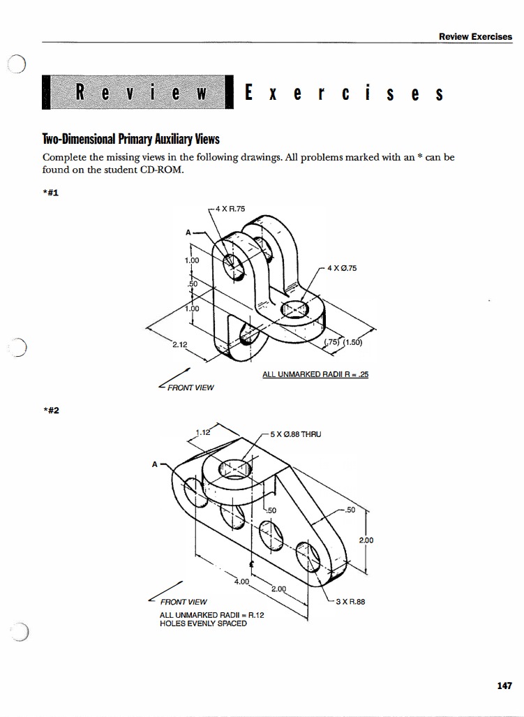 Solved Two-Dimensional Primary Auxiliary Views Complete the | Chegg.com