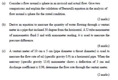 Solved (a) Consider a flow around a sphere in an inviscid | Chegg.com