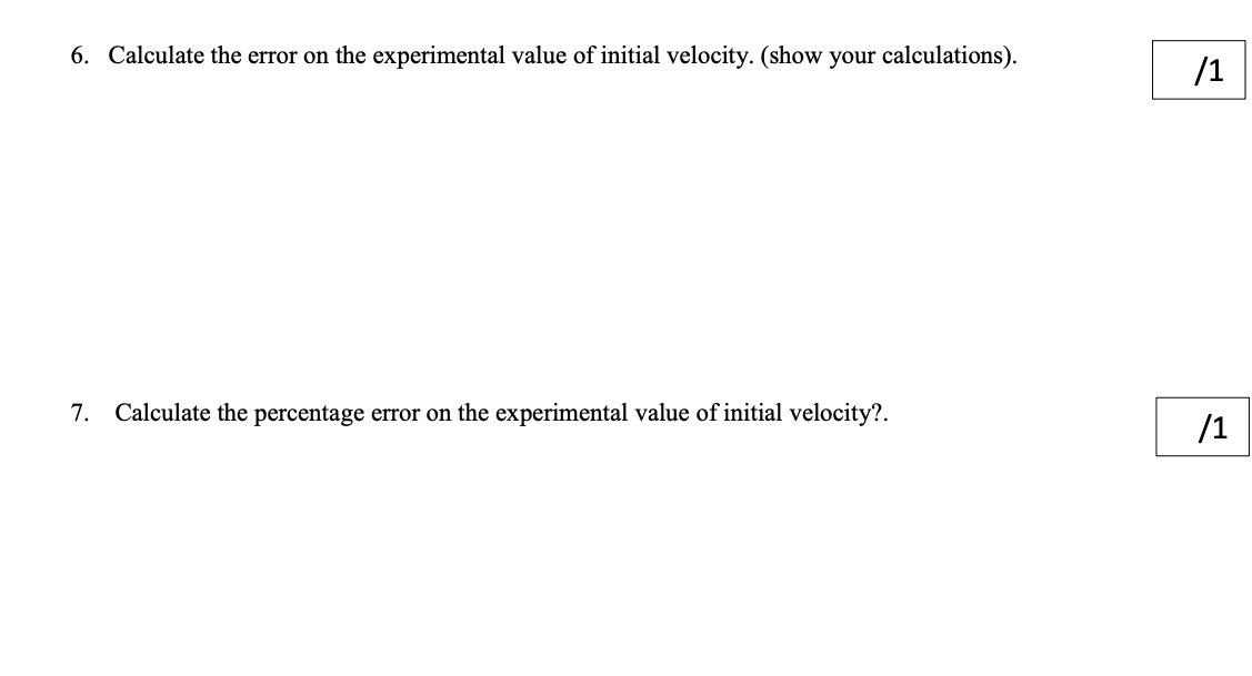 Solved Projectile Motion experiment physics the table is my | Chegg.com