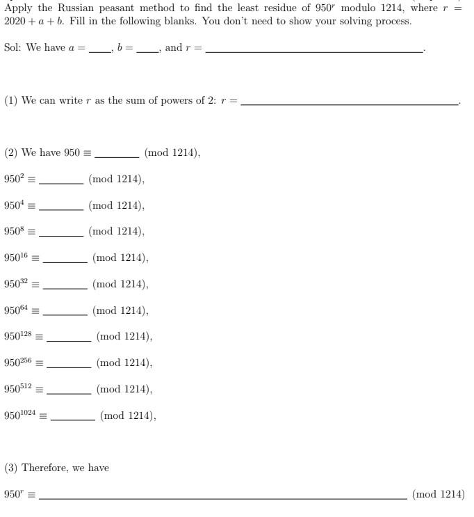 Solved Apply the Russian peasant method to find the least | Chegg.com