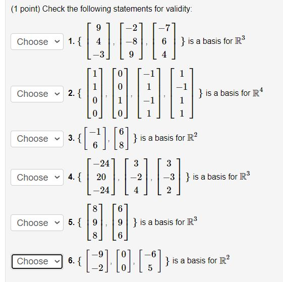 Solved (1 point) Check the following statements for validity | Chegg.com