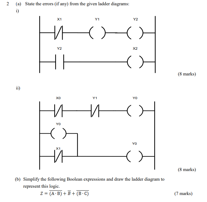 Solved 2 (a) State the errors (if any) from the given ladder | Chegg.com