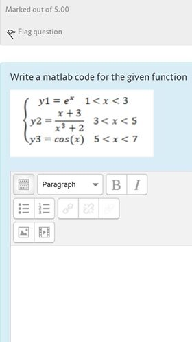 Solved Marked out of 5.00 Flag question Write a matlab code | Chegg.com