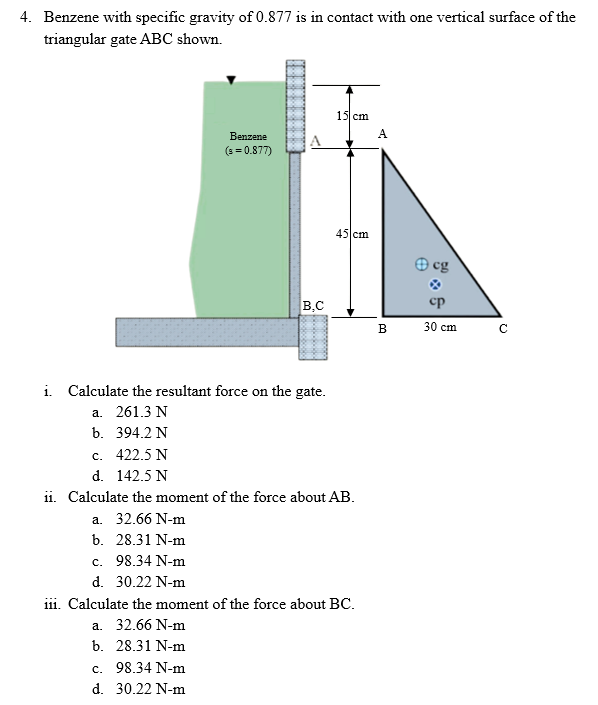 Solved Benzene with specific gravity of 0.877 is in ﻿contact | Chegg.com