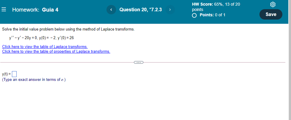 Solved = Homework: Guia 4 Question 19, *7.2.1 HW Score: 65%, | Chegg.com