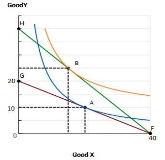 Solved The point A on the red budget line (FG) as depicted | Chegg.com