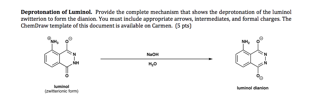 Solved Deprotonation of Luminol. Provide the complete | Chegg.com