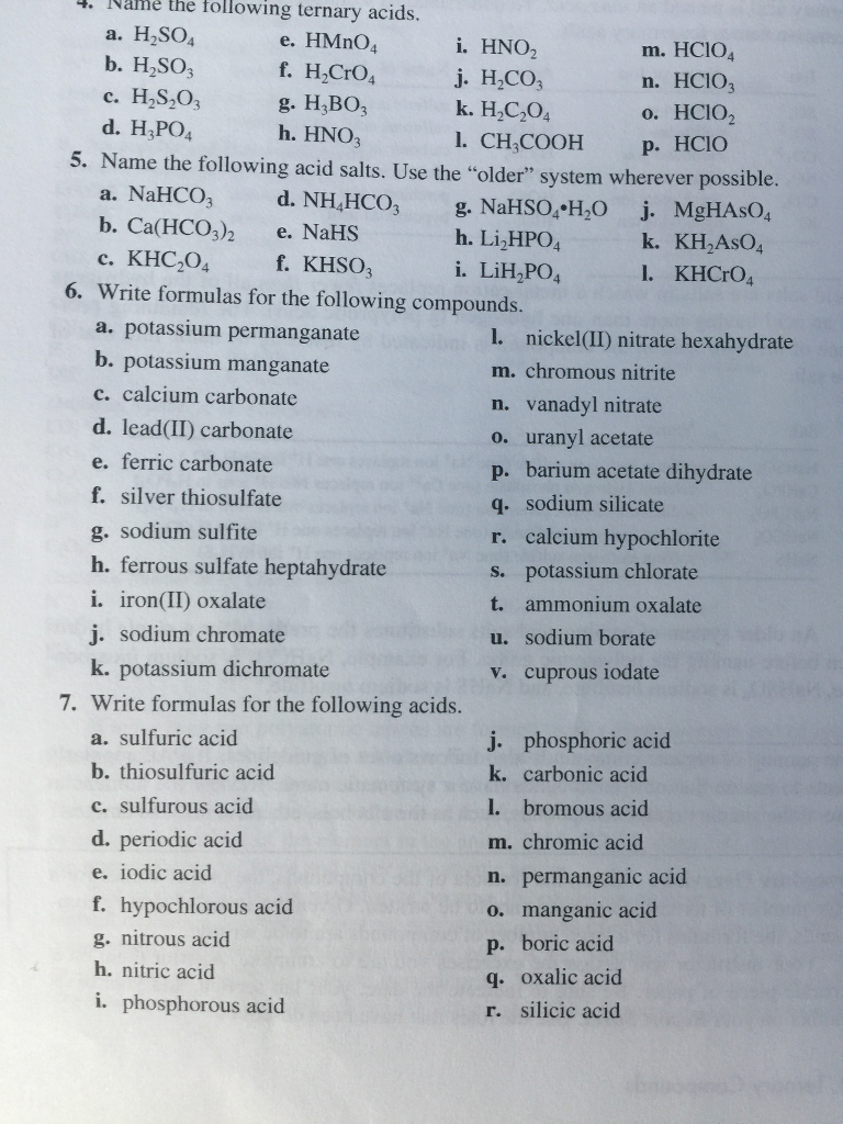 Naming Ternary Acids