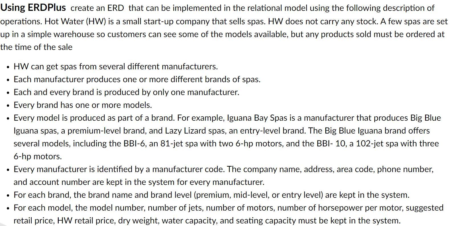 Solved Using ERDPlus create an ERD that can be implemented | Chegg.com