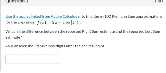 Solved Questloh 1 1 pts Use the applet linked from Active | Chegg.com