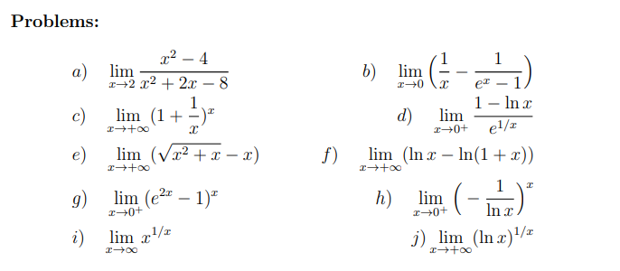Solved Problems: 22 4. a) lim +222 + 2.0 – 8 1 c) lim (1 + | Chegg.com