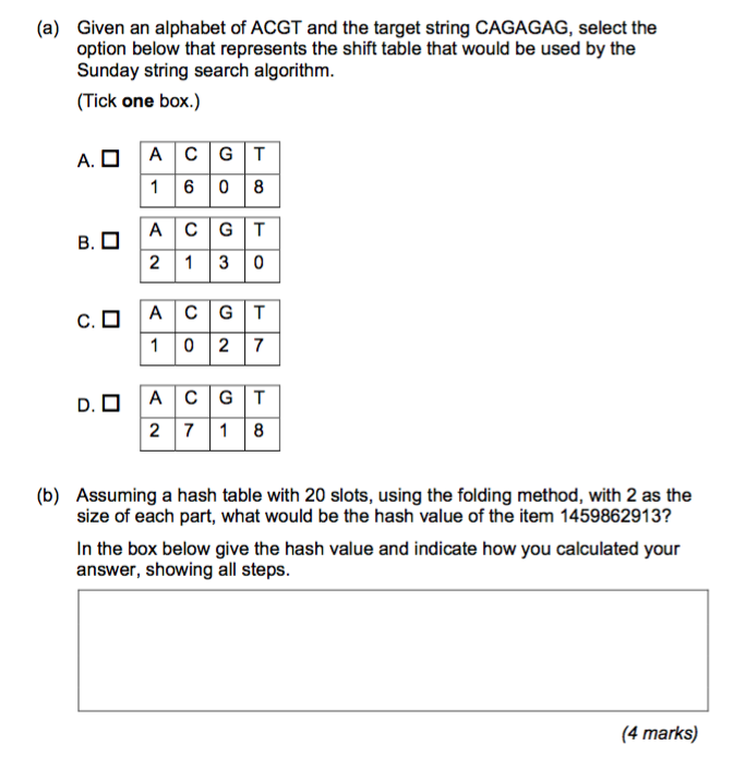 Solved (a) Given an alphabet of ACGT and the target string | Chegg.com