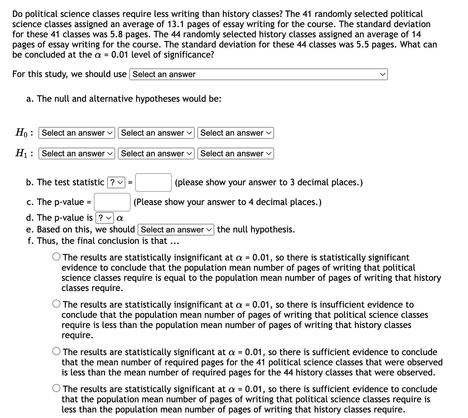 Solved Do political science classes require less writing | Chegg.com