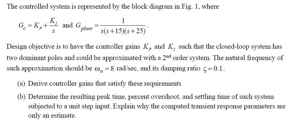 The controlled system is represented by the block | Chegg.com