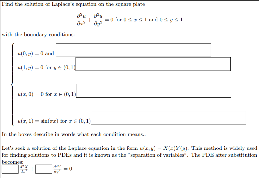 Solved 4 The Laplace equation A thin rectangular plate | Chegg.com