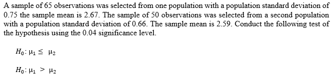 Solved State the decision rule? Compute the value of the | Chegg.com