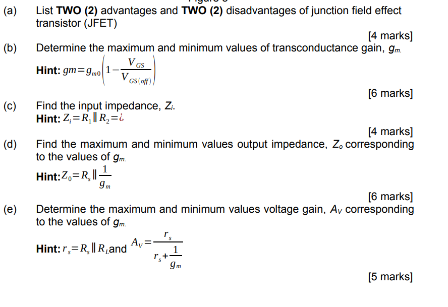 Solved Figure 3 shows a JFET in the source-follower | Chegg.com