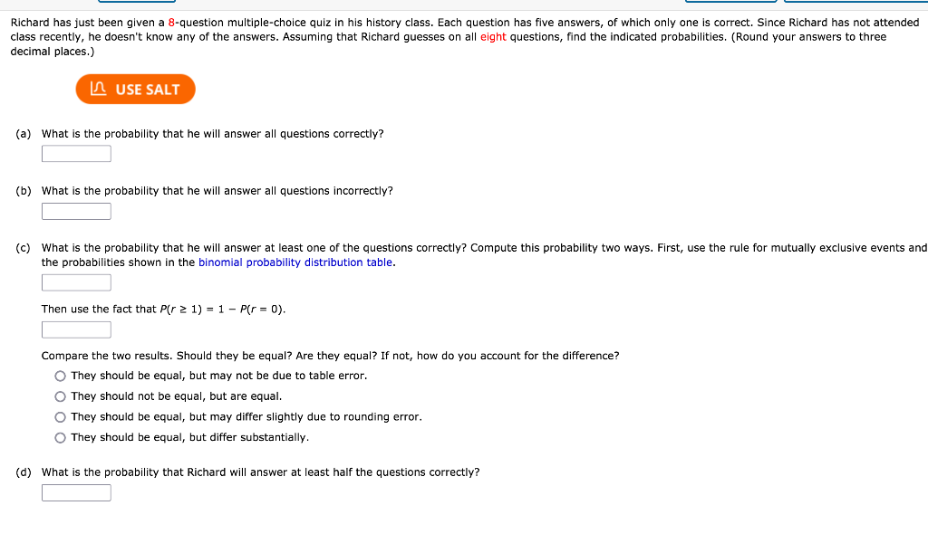 Solved Richard has just been given a 8-question | Chegg.com