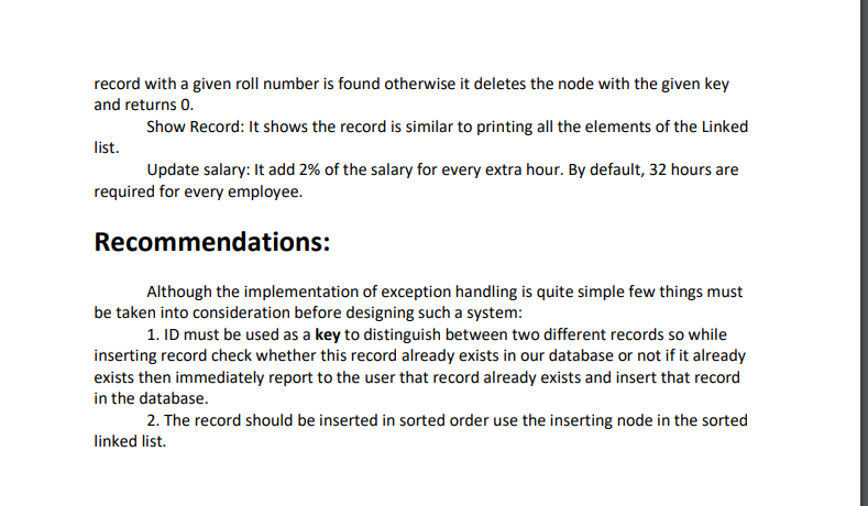 Solved Problem: Create an employee Record Management system | Chegg.com