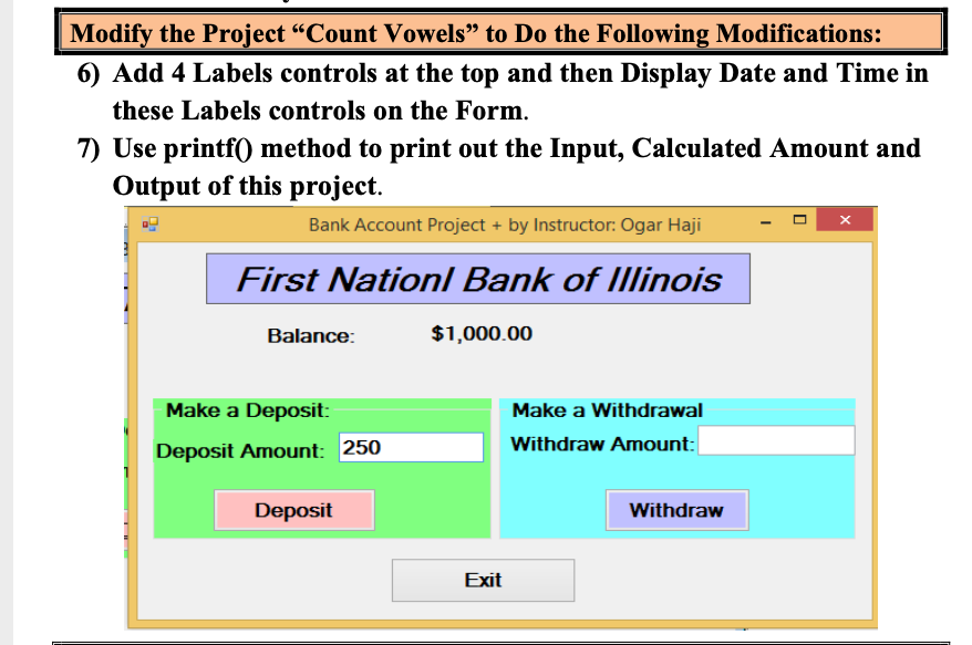 Solved Modify the Project “Count Vowels” to Do the Following | Chegg.com