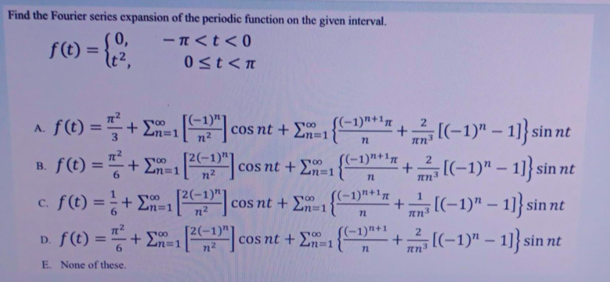 Solved Find The Fourier Series Expansion Of The Periodic