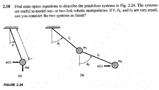 Solved 2 18 Find State Space Equations To Describe The