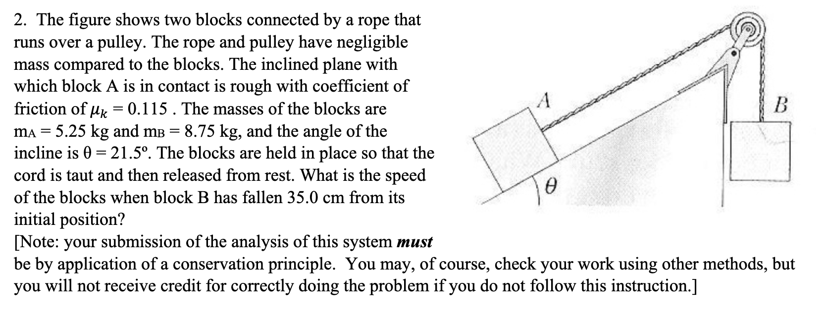 Solved B 2. The figure shows two blocks connected by a rope | Chegg.com