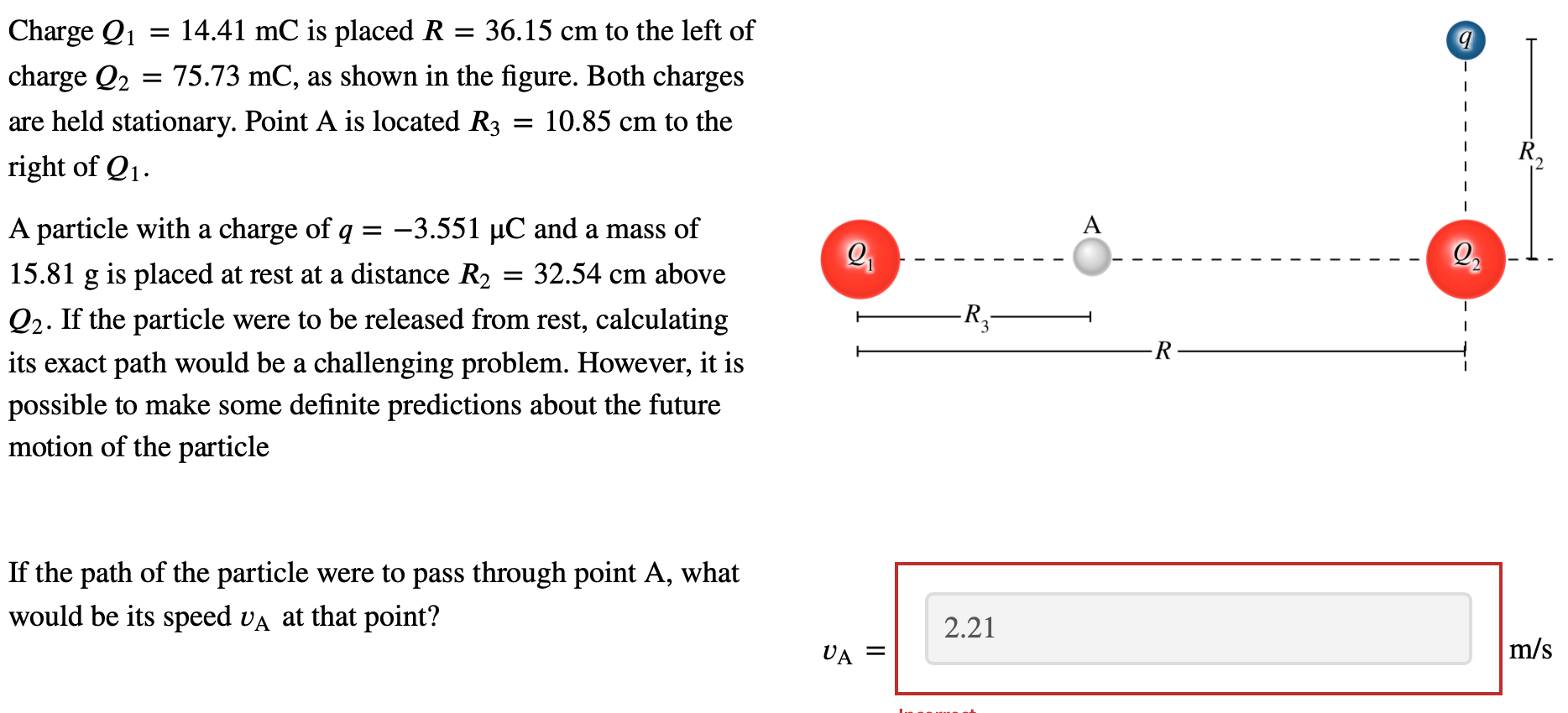 Solved Charge Q1=14.41mC is placed R=36.15 cm to the left of | Chegg.com
