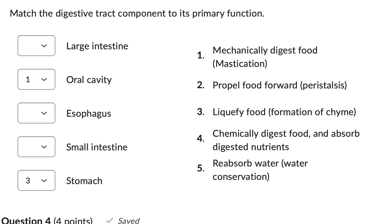 Solved Match the digestive tract component to its primary | Chegg.com