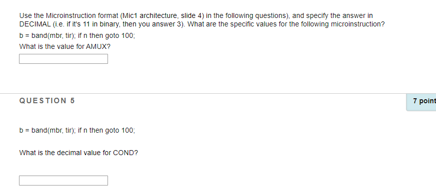 Solved Use the Microinstruction format (Mic1 architecture, | Chegg.com