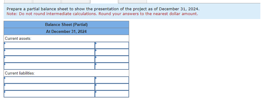 Solved Prepare a partial balance sheet to show the | Chegg.com