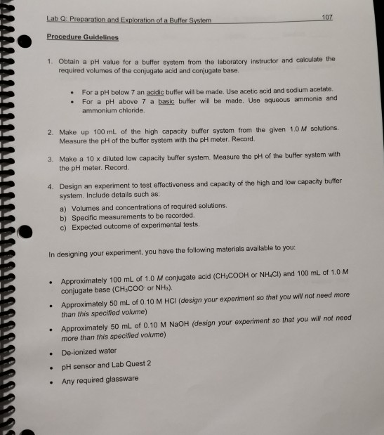 Solved Lab Q: Preparation and Exploration of a Buffer System | Chegg.com