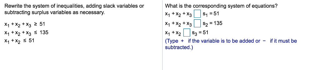 Solved Rewrite the system of inequalities, adding slack | Chegg.com