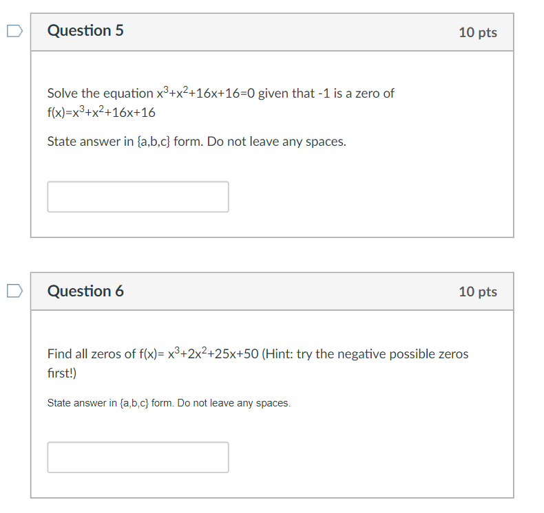 Solved Solve the equation x3+x2+16x+16=0 given that -1 is a | Chegg.com